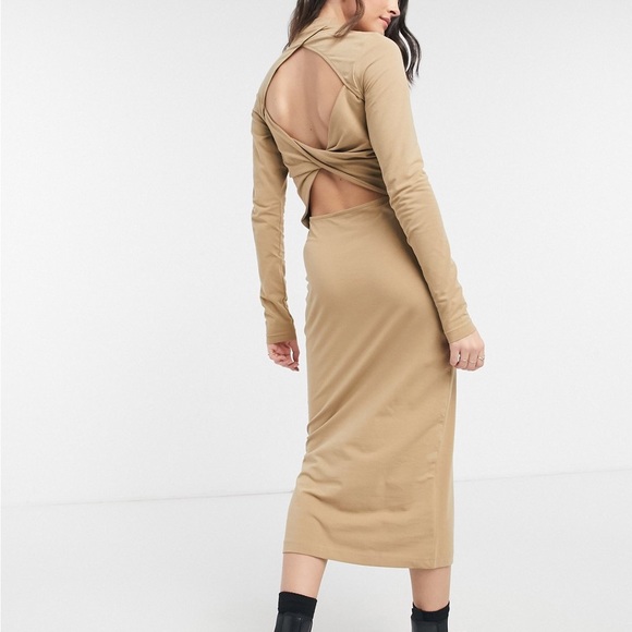 Weekday | Dresses | Weekday Begonia Bodycon Camel Cut Out Dress | Poshmark